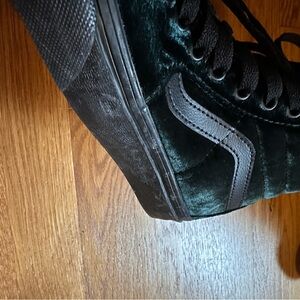 Vans | Shoes | Dark Green Velvet Pop Culture Y2k Style Vans | Poshmark
